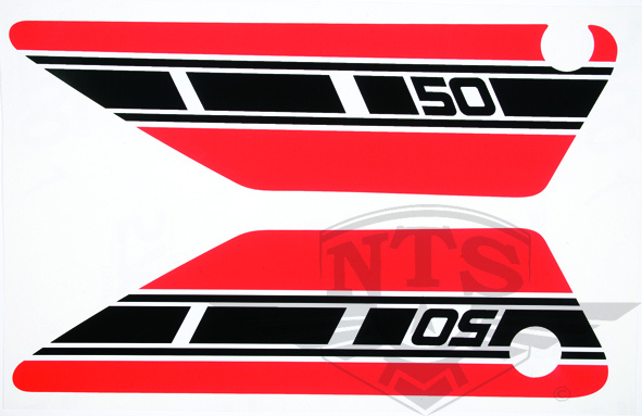 Stickerset FS1 1977 for Red moped - NTS Parts - ENGLISH